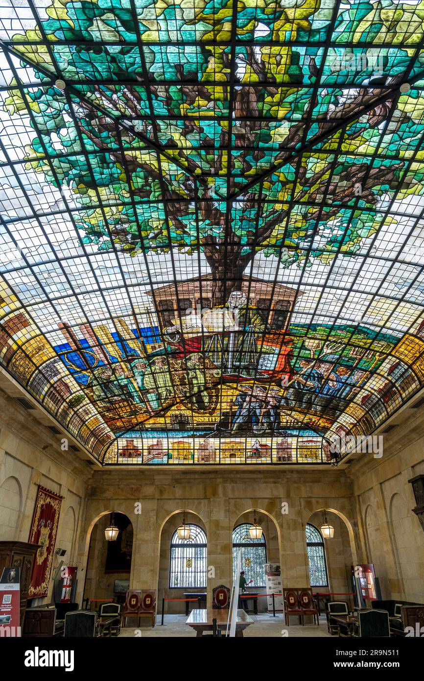 The stained glass window room of Casa de Juntas de Gernika, Gernika ...