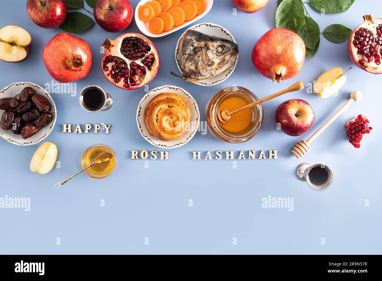 Beautiful background for the new Jewish New Year. traditional products ...
