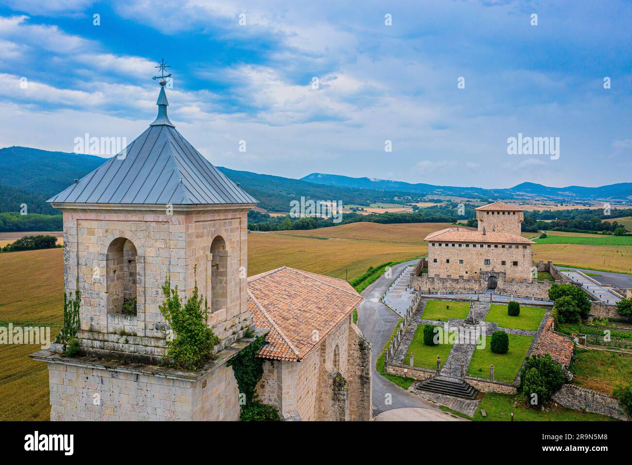 Varona tower and Santa María Villanane church, Alava, Basque country ...