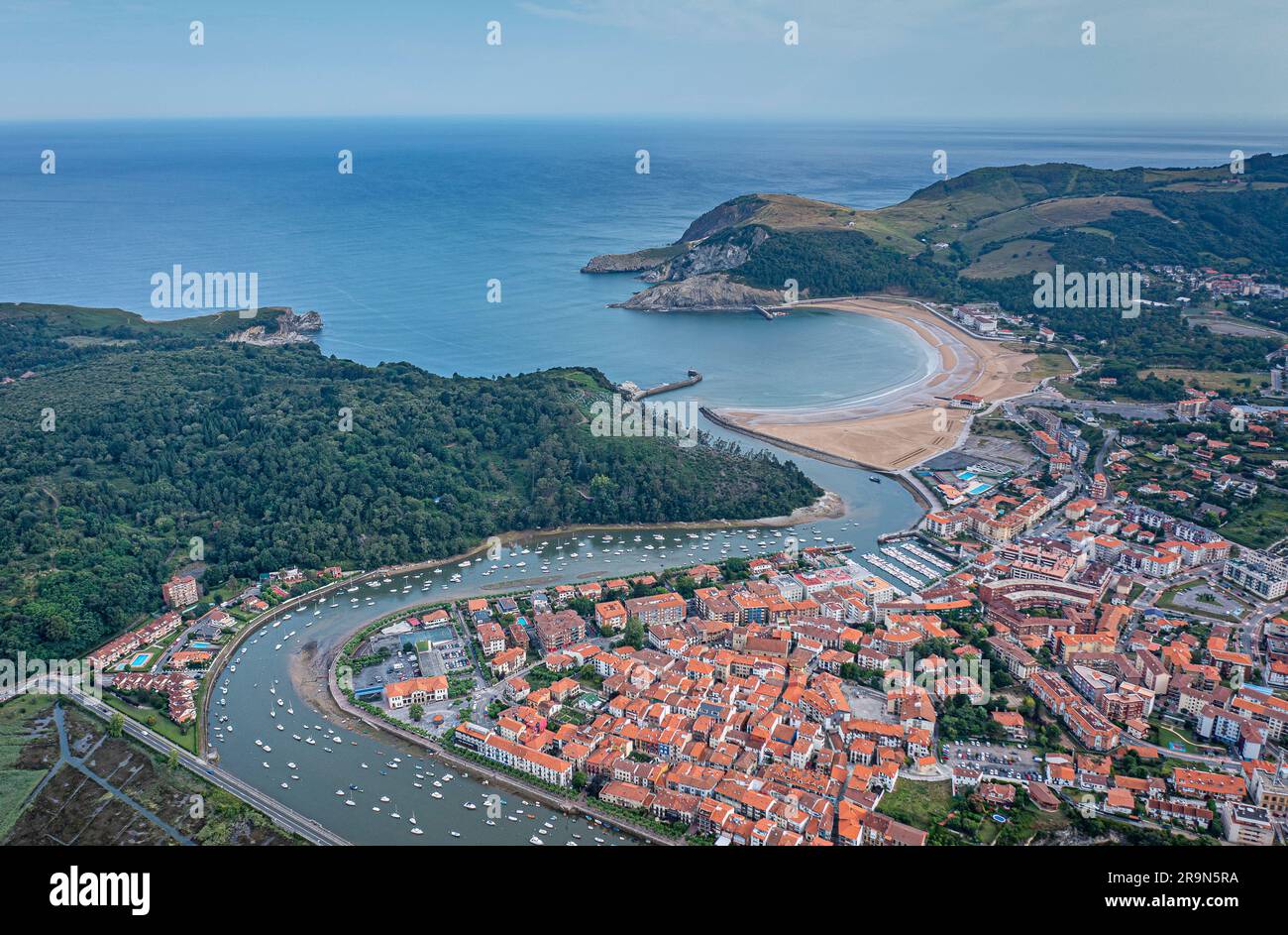 Plentzia Ria, Plentzia village and Plentzia bay, Basque country, spain ...