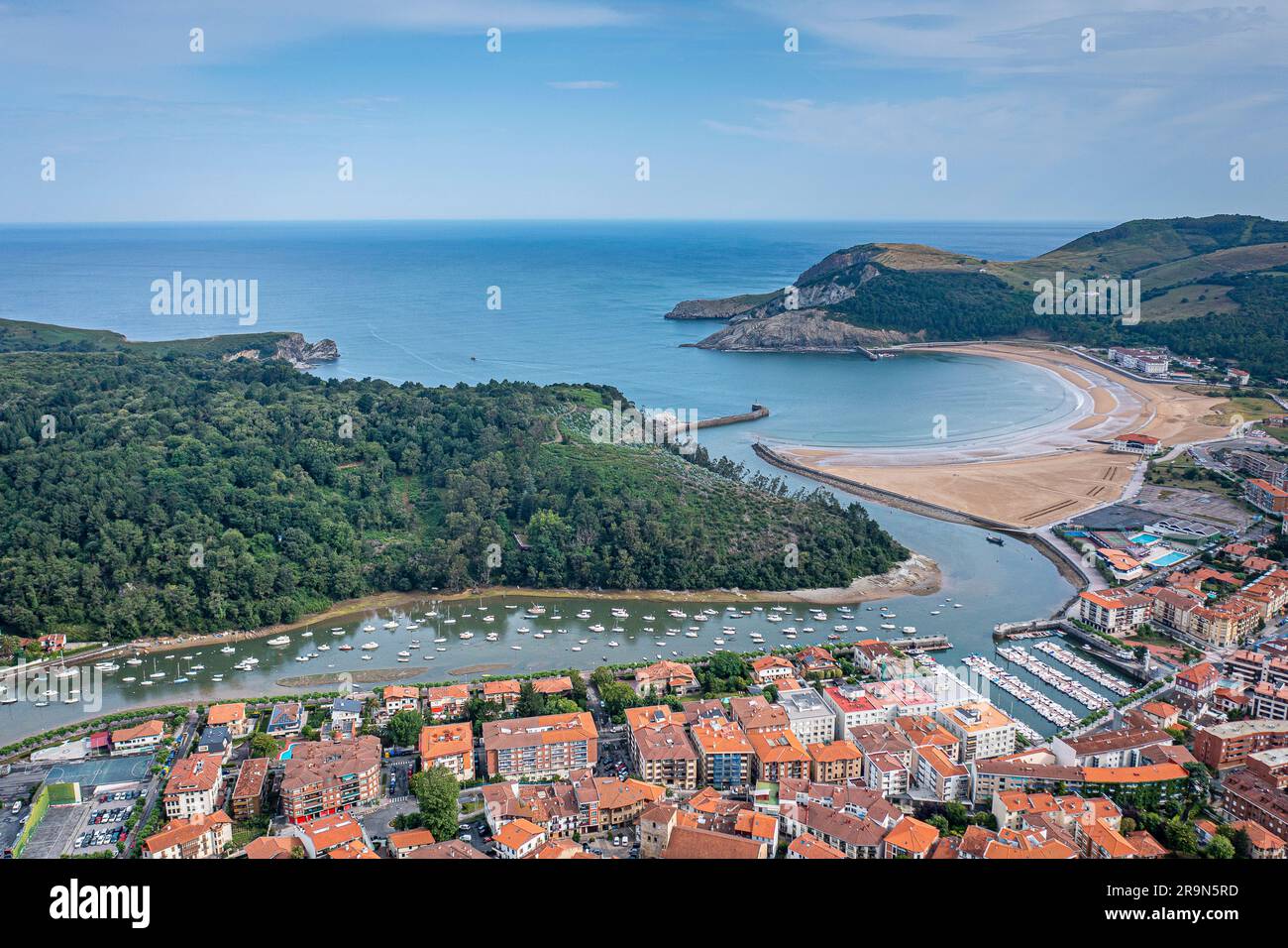 Plentzia Ria, Plentzia village and Plentzia bay, Basque country, spain ...