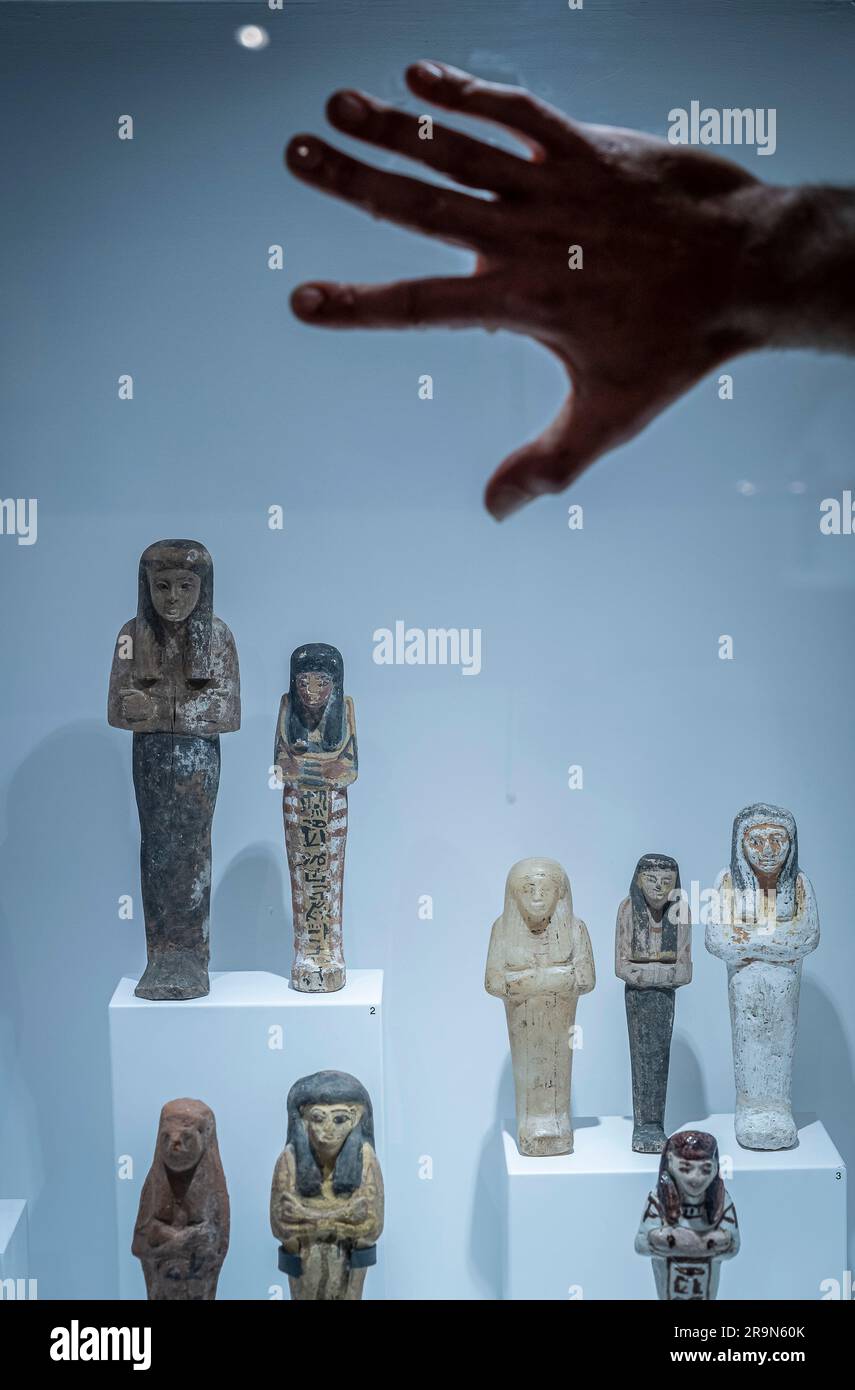Climate activists stick their hands with glue to the showcases and pour ...