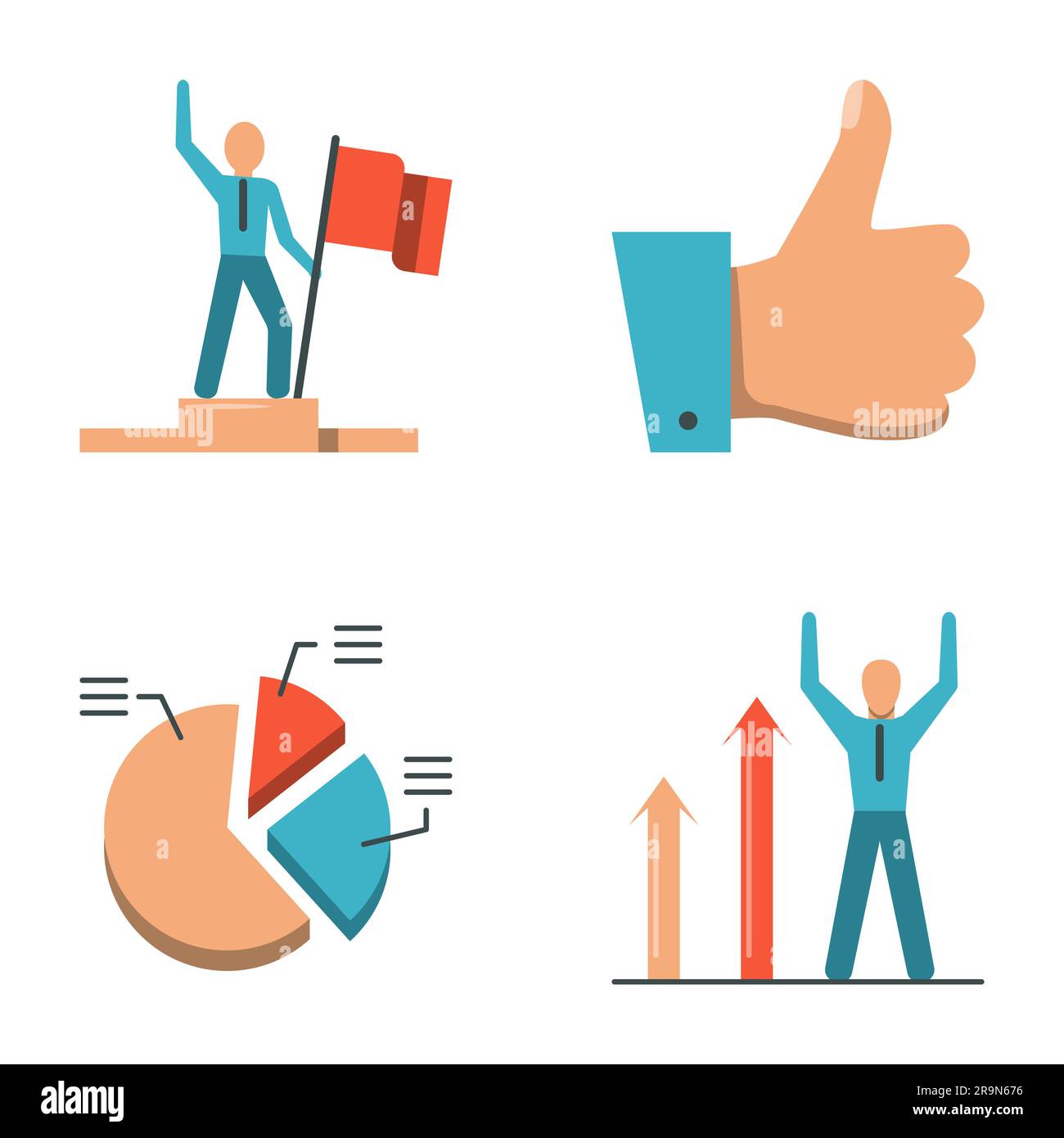 Electoral rating flat icon set. Voting, distribution of votes, victory ...