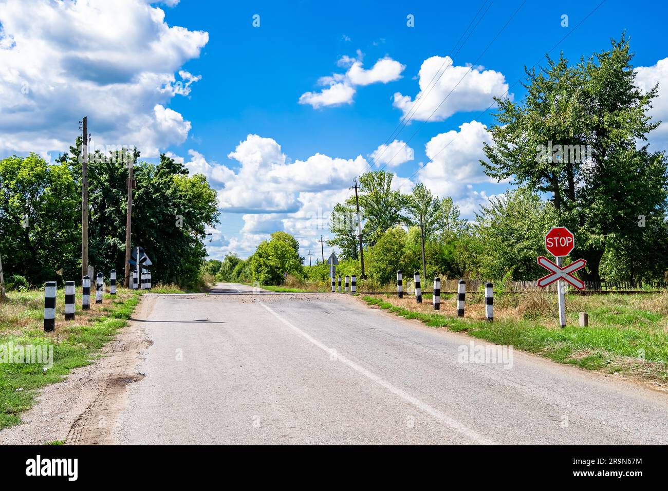 Photography to theme railway track after passing train on railroad ...