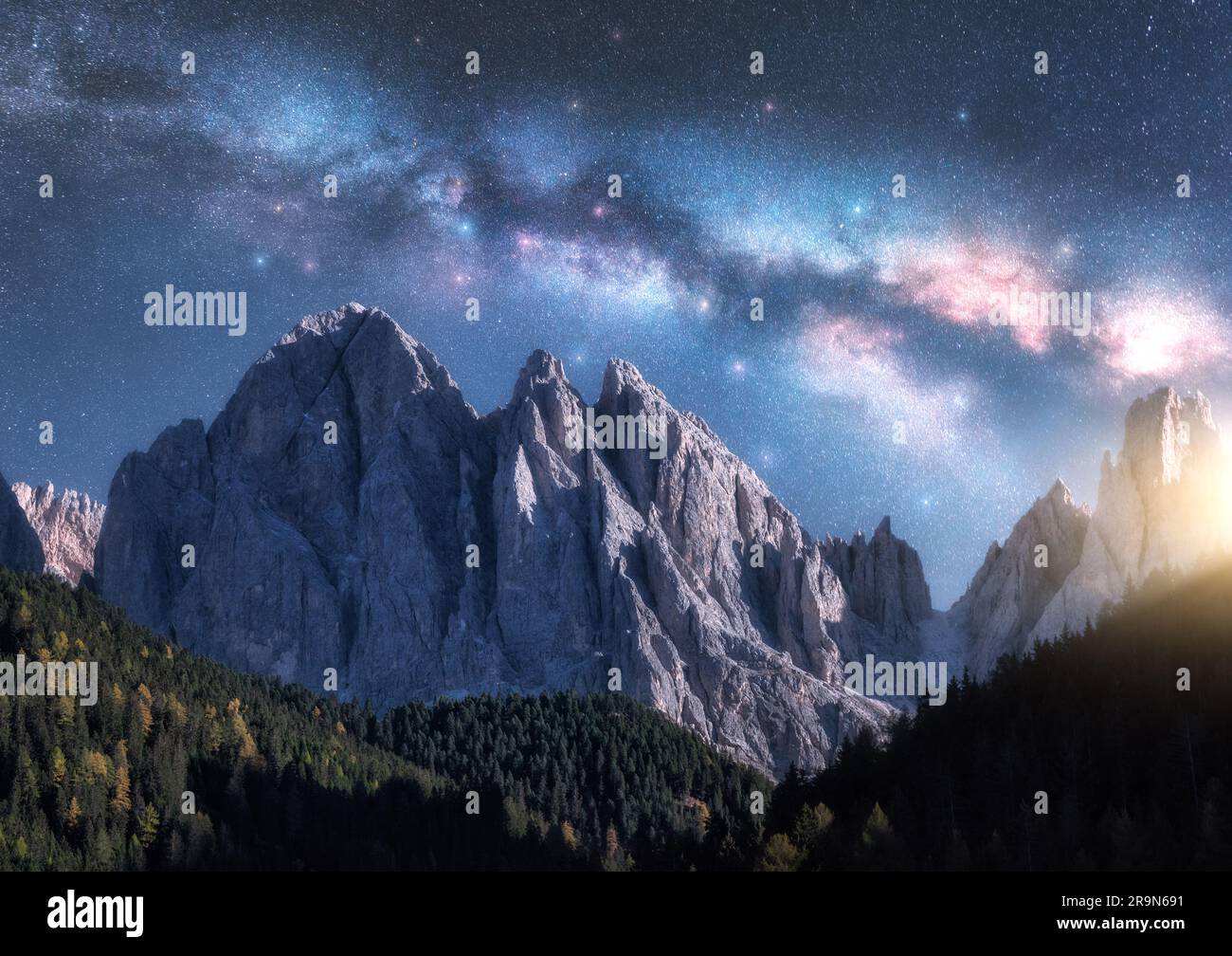 Milky Way over beautifull rocks at starry night in summer Stock Photo ...