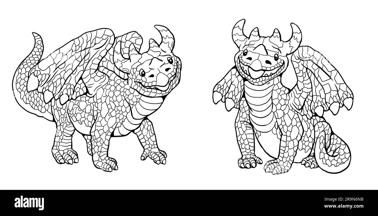 Cute dragon coloring page Cut Out Stock Images & Pictures - Alamy