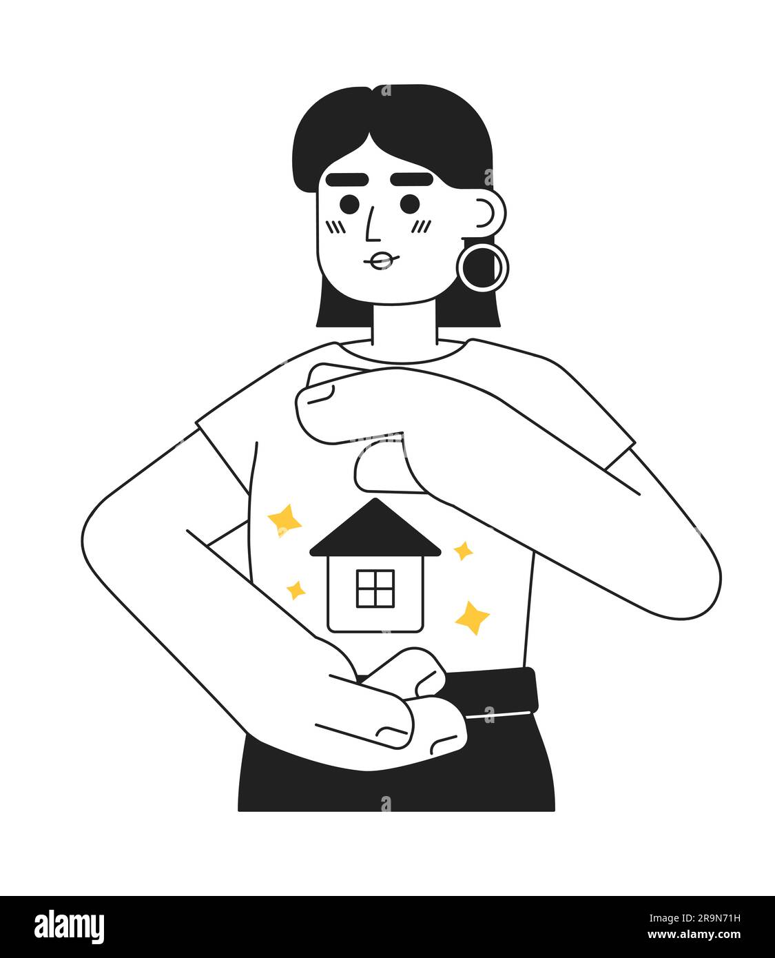 Young investor semi flat line black white vector character Stock Vector ...