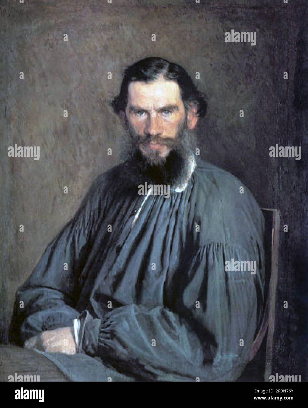 LEO TOLSTOY (1828-1910) Russian writer painted by Ivan Kramskoy in 1873 ...