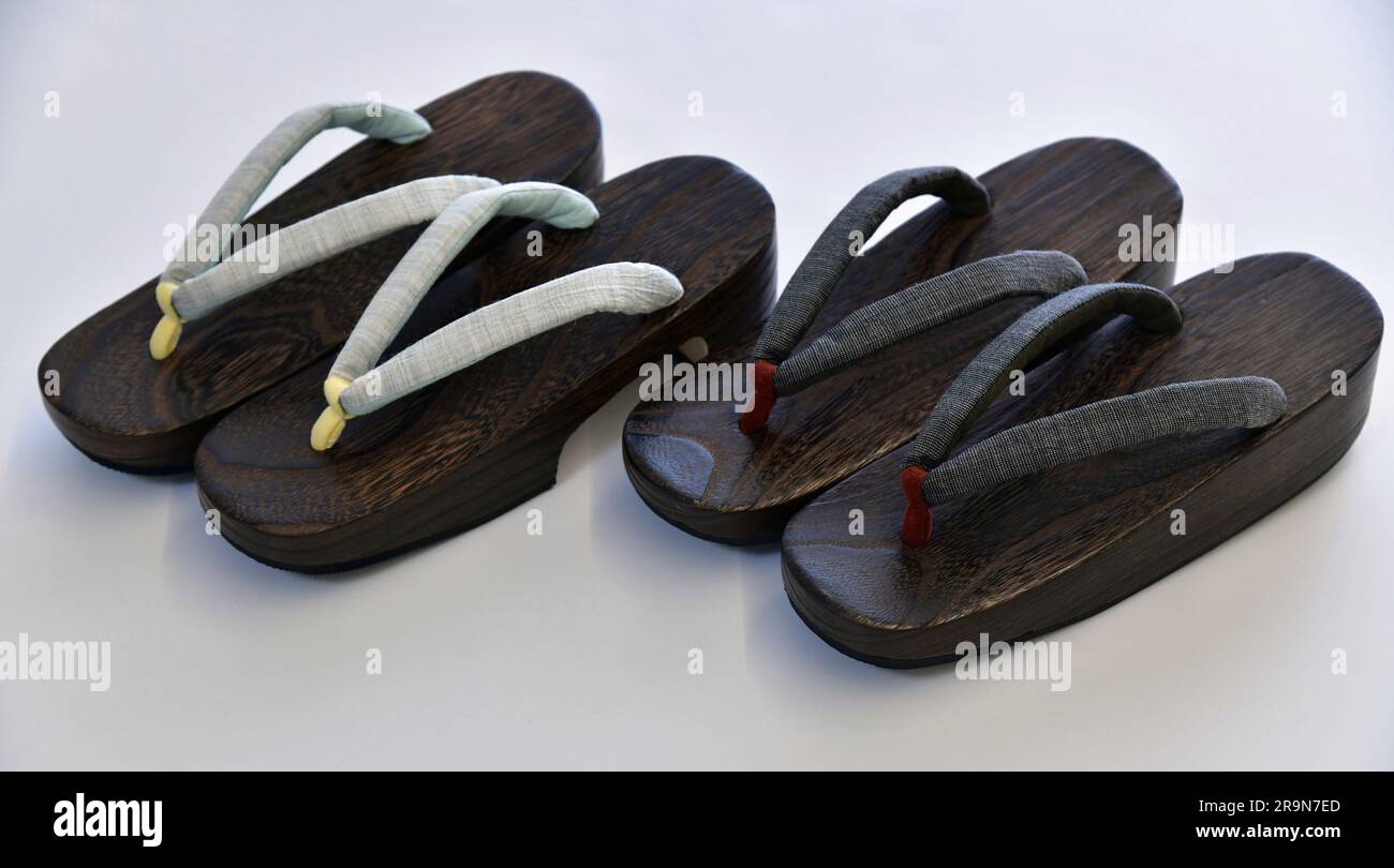 Geta, Japanese traditional wooden clogs, is pictured in Tokyo on June ...