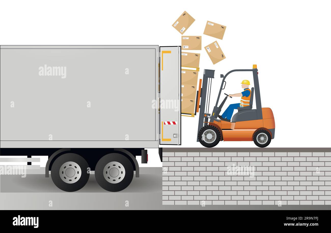 Dangers of working with a forklift. Observe the dimensions of the cargo ...