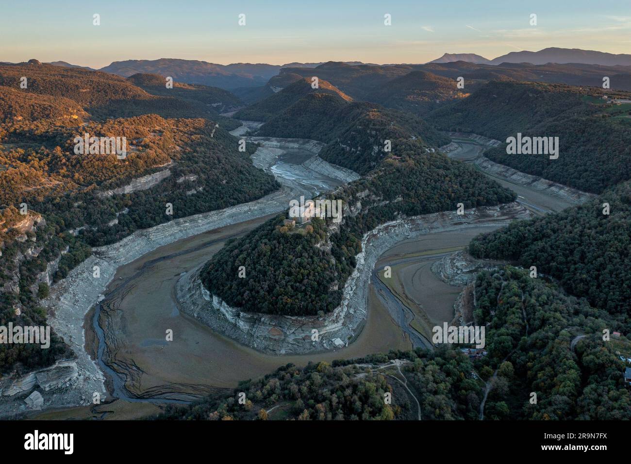 Meander of the river Ter and Benedictine monastery of Sant Pere de ...