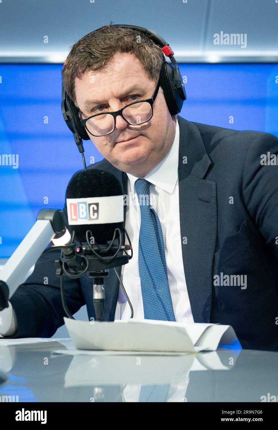 Work and Pensions Secretary Mel Stride takes part in a live phone-in on ...