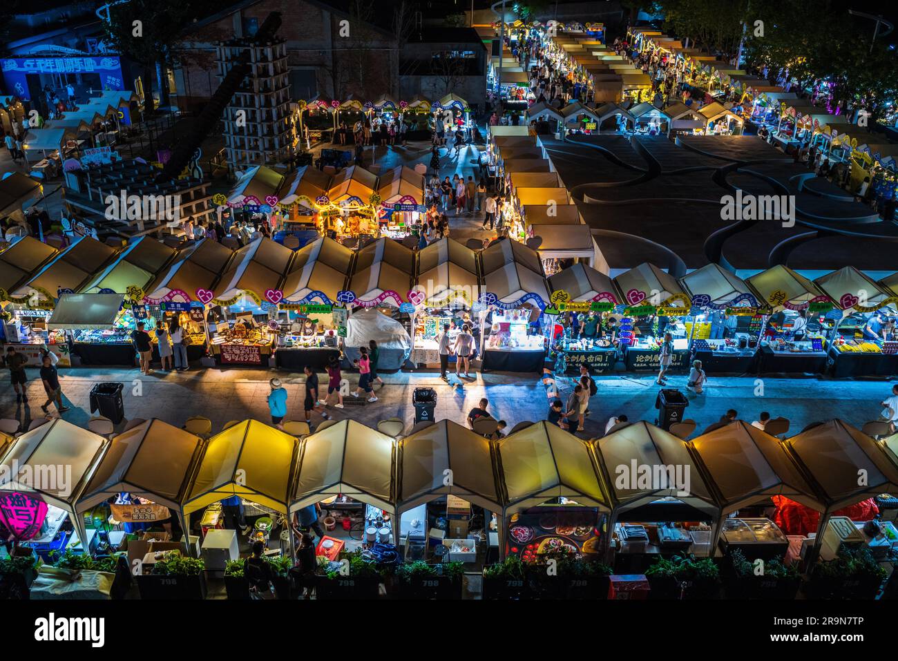 Bustling night market at 798 Art Zone in Beijing, China. 27th June ...