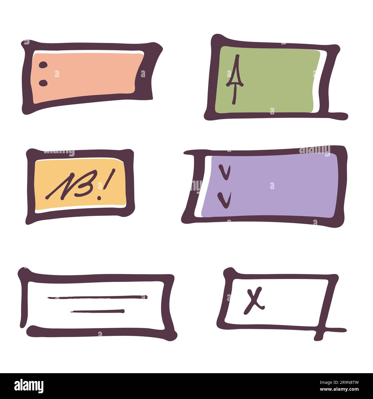 Highlighter frame set, marker brush stroke, hand drawn decorative ...