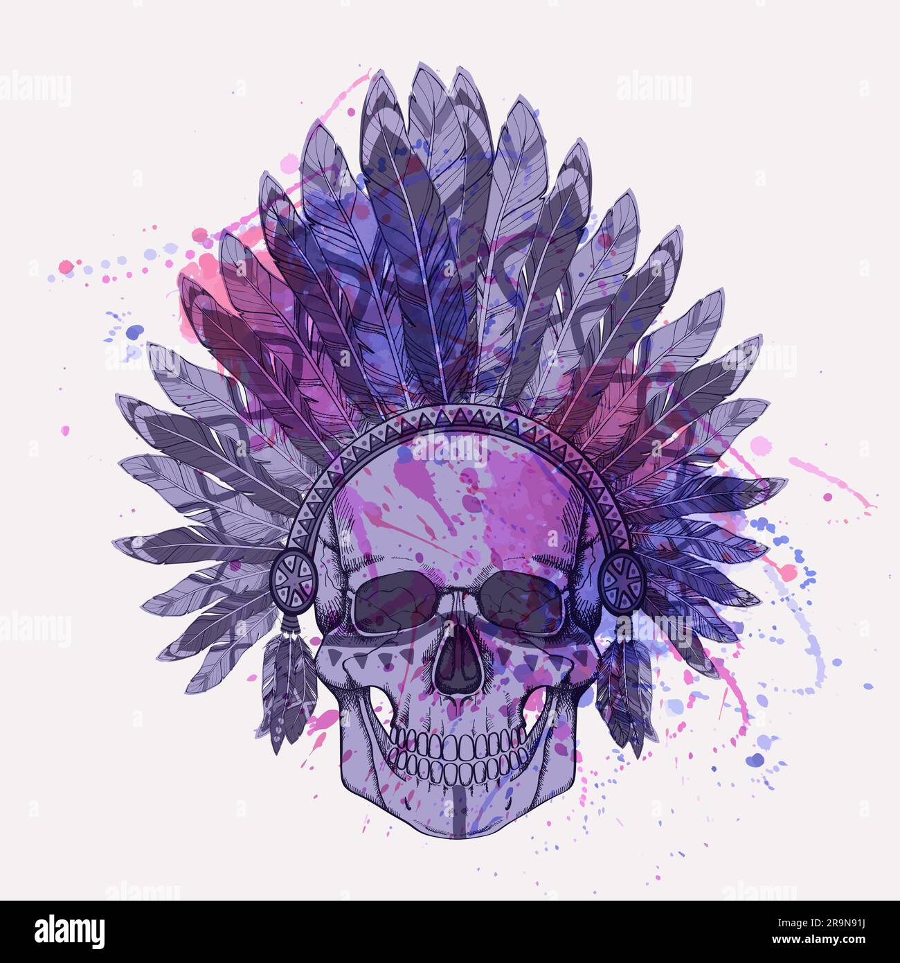 Native American Headdress And Skull Drawing Native American Indian