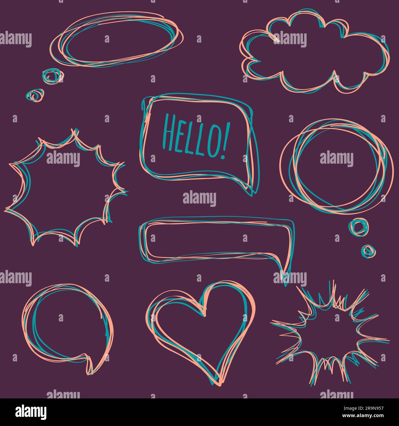 Vector colorful set of hand-drawn speech bubbles Stock Vector Image ...