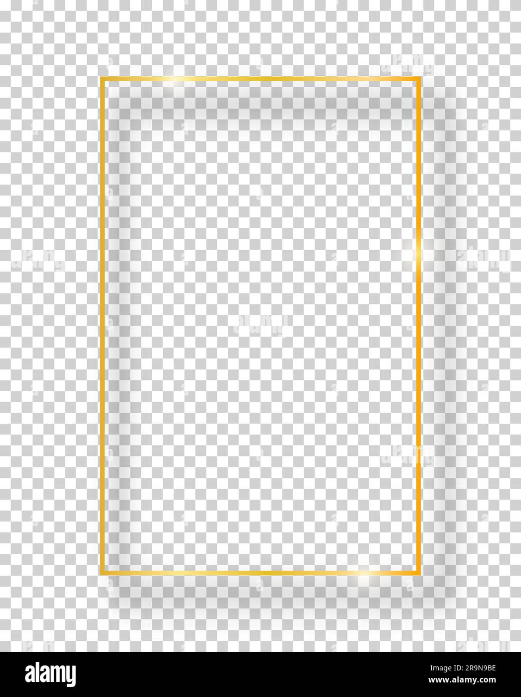 Vector golden shiny vintage square frame isolated on transparent ...