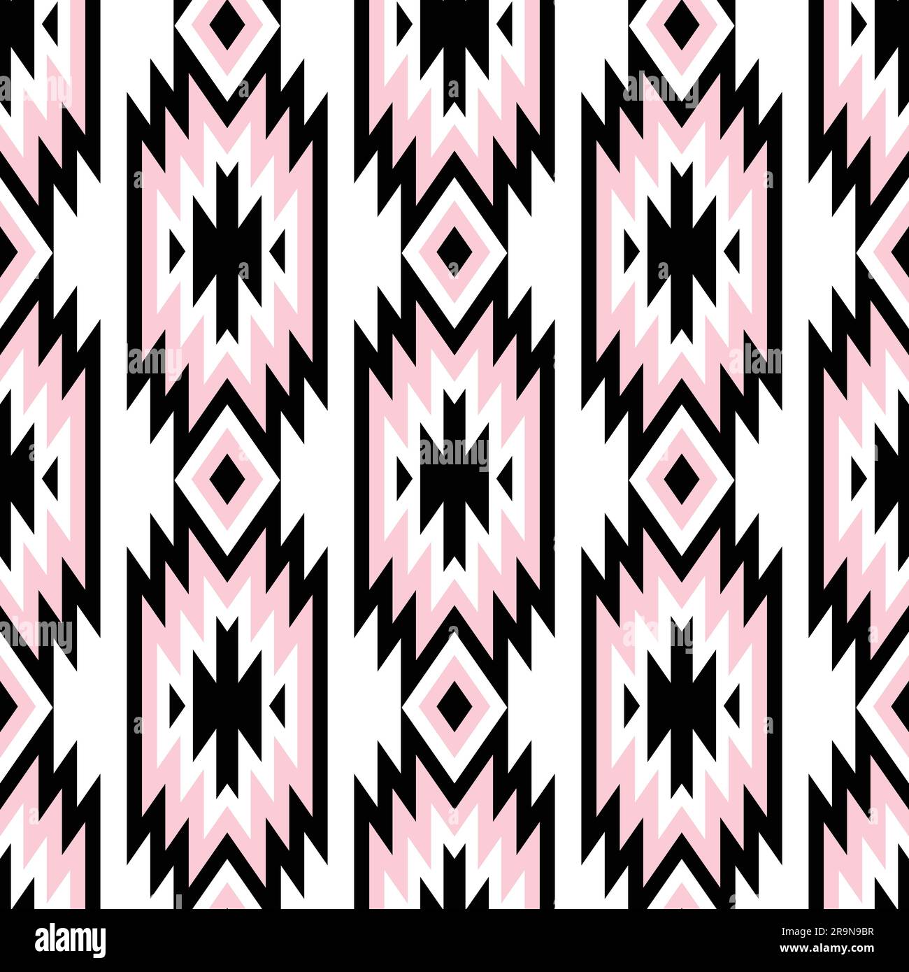 Vector trendy seamless decorative ethnic pattern. Pink and black colors ...