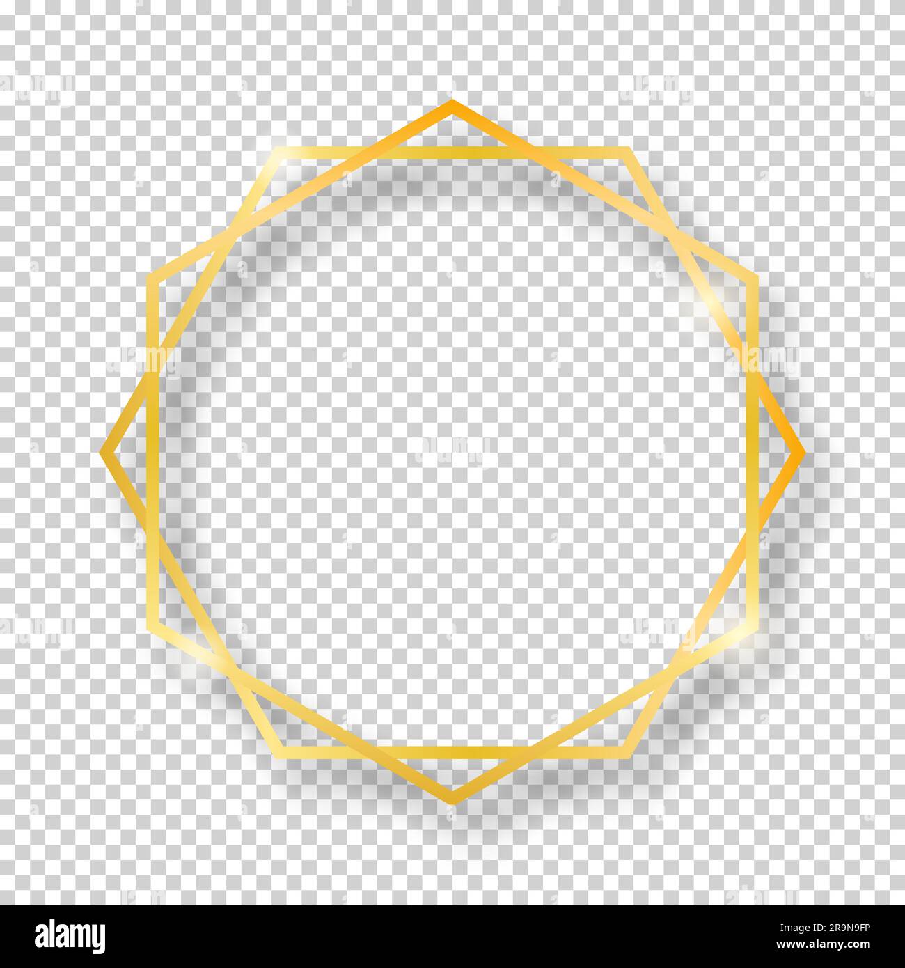 Vector golden shiny vintage geometric frame isolated on transparent ...