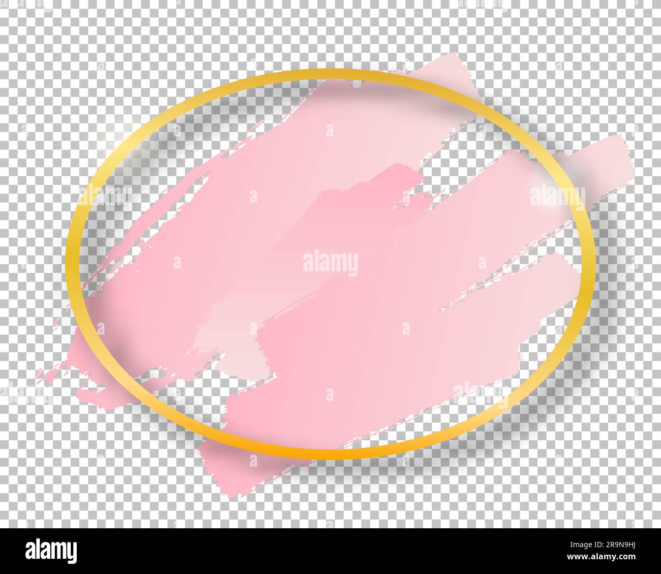 Vector golden shiny vintage oval frame with brush strokes isolated on ...