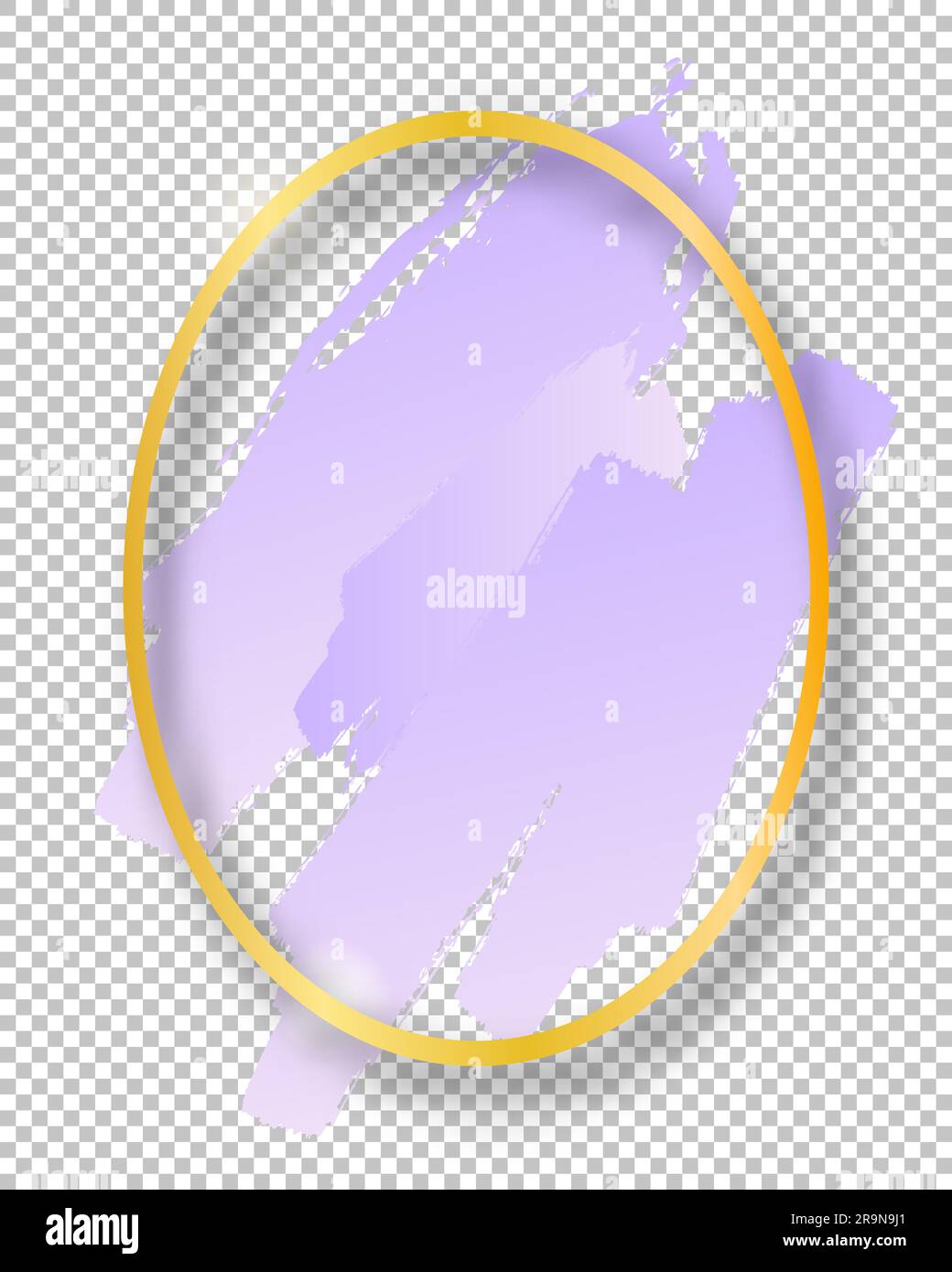 Vector golden shiny vintage oval frame with brush strokes isolated on ...