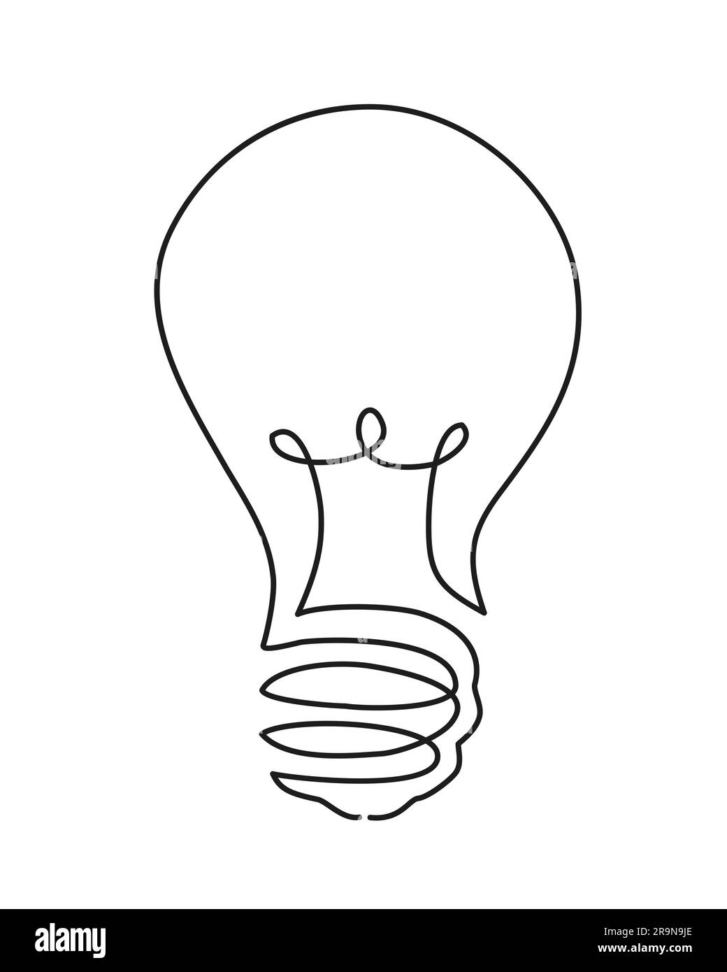 Vector illustration of continuous one line drawing of electric light ...