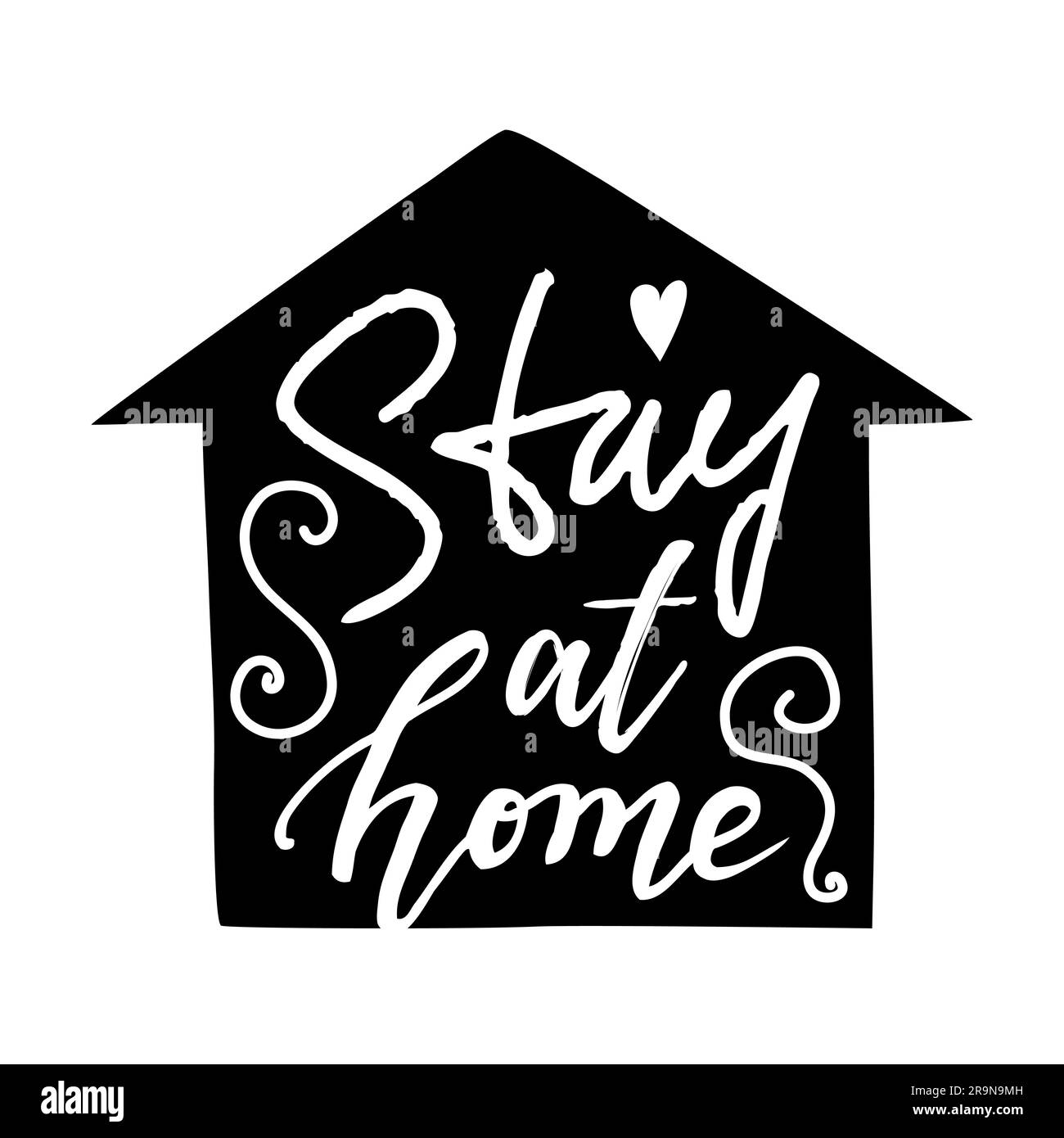 Vector illustration of house and Stay home Lettering typography ...