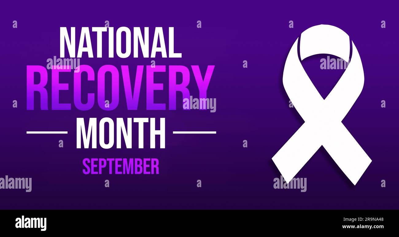National Recovery month background design with ribbon and purple ...