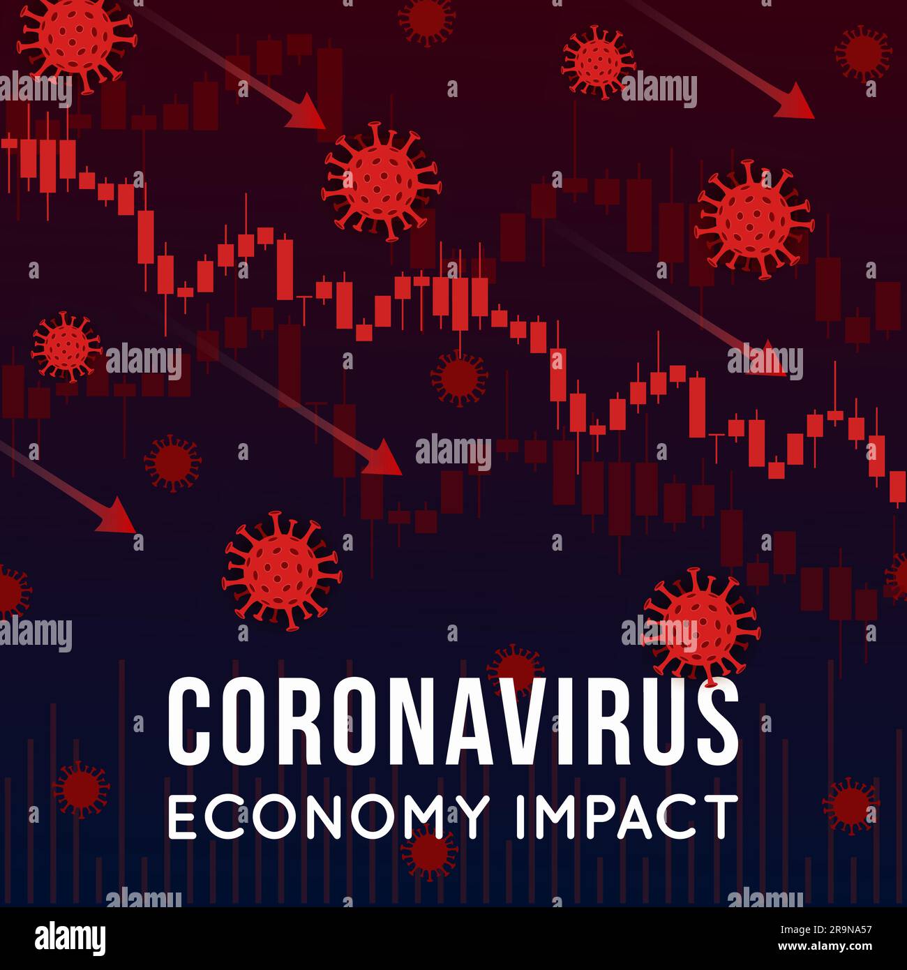 Vector concept illustration of impact of coronavirus on the stock ...
