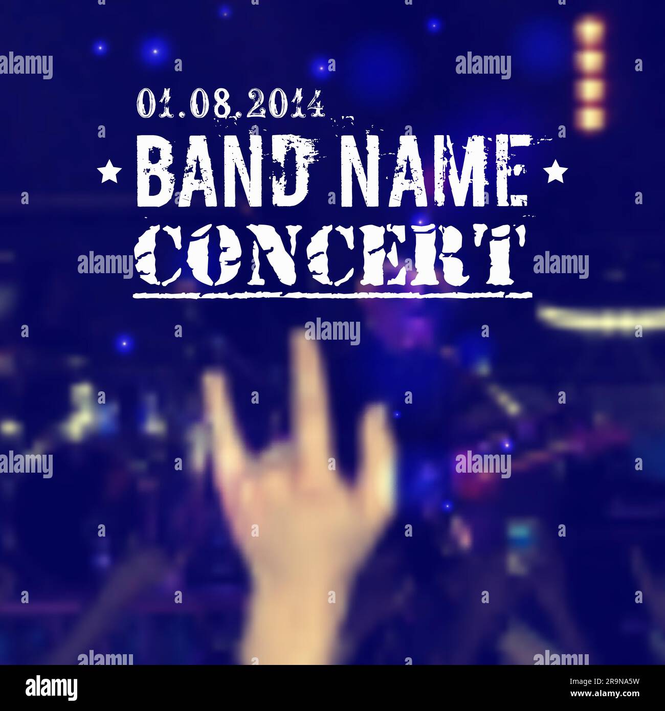 Vector blurred background with rock stage and crowd. Rock concert ...