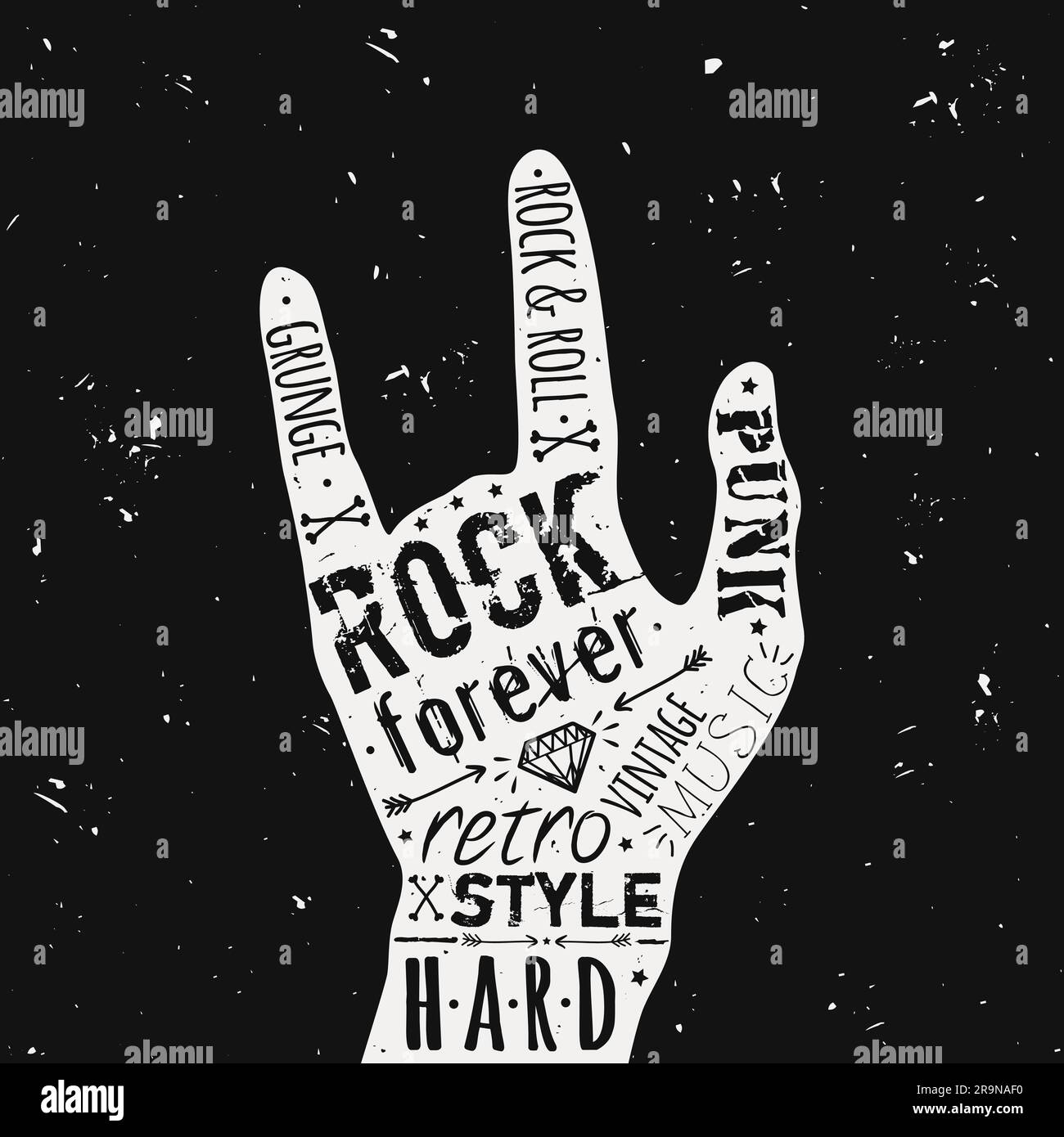 Vector vintage hand label with diamond, bones, arrows, stars and ...