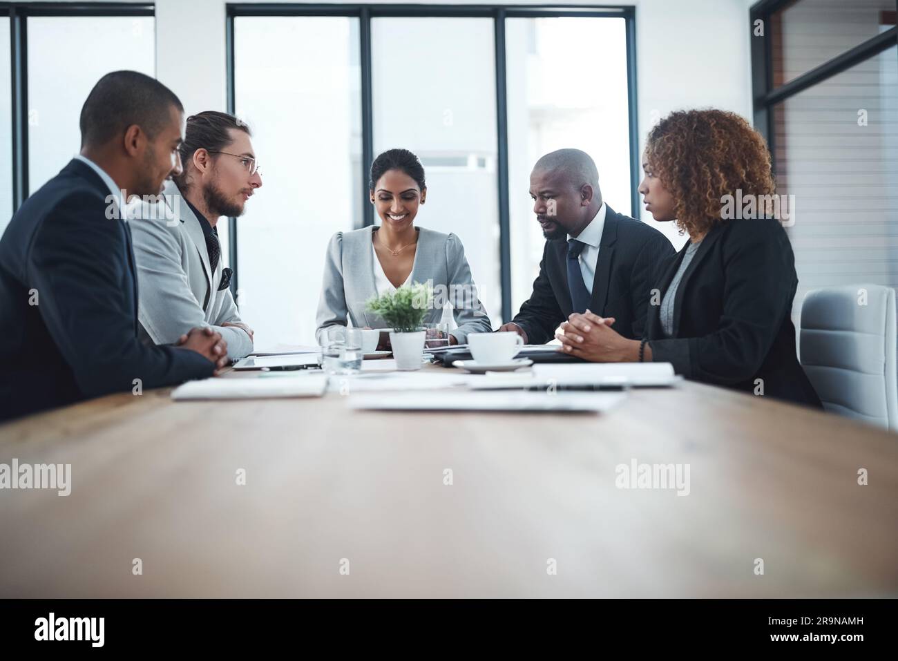 Business people, manager and staff in a meeting, negotiation and ...