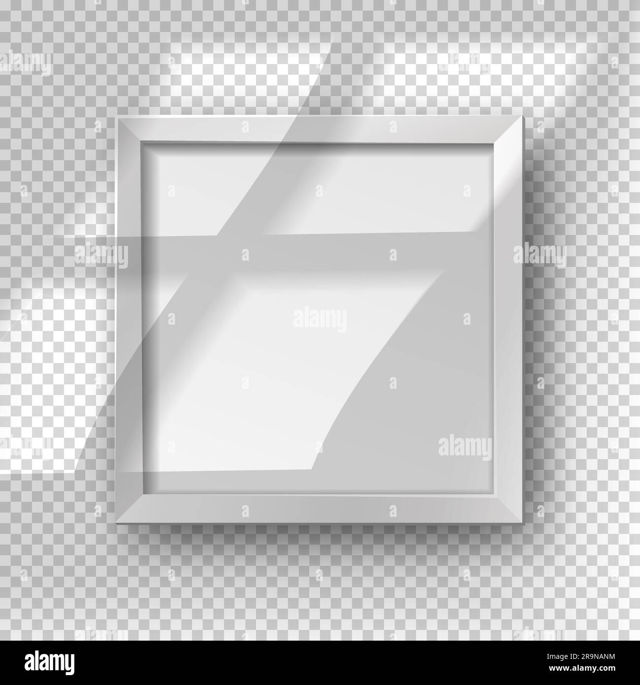 Vector realistic square empty picture frame with window shadow overlay ...