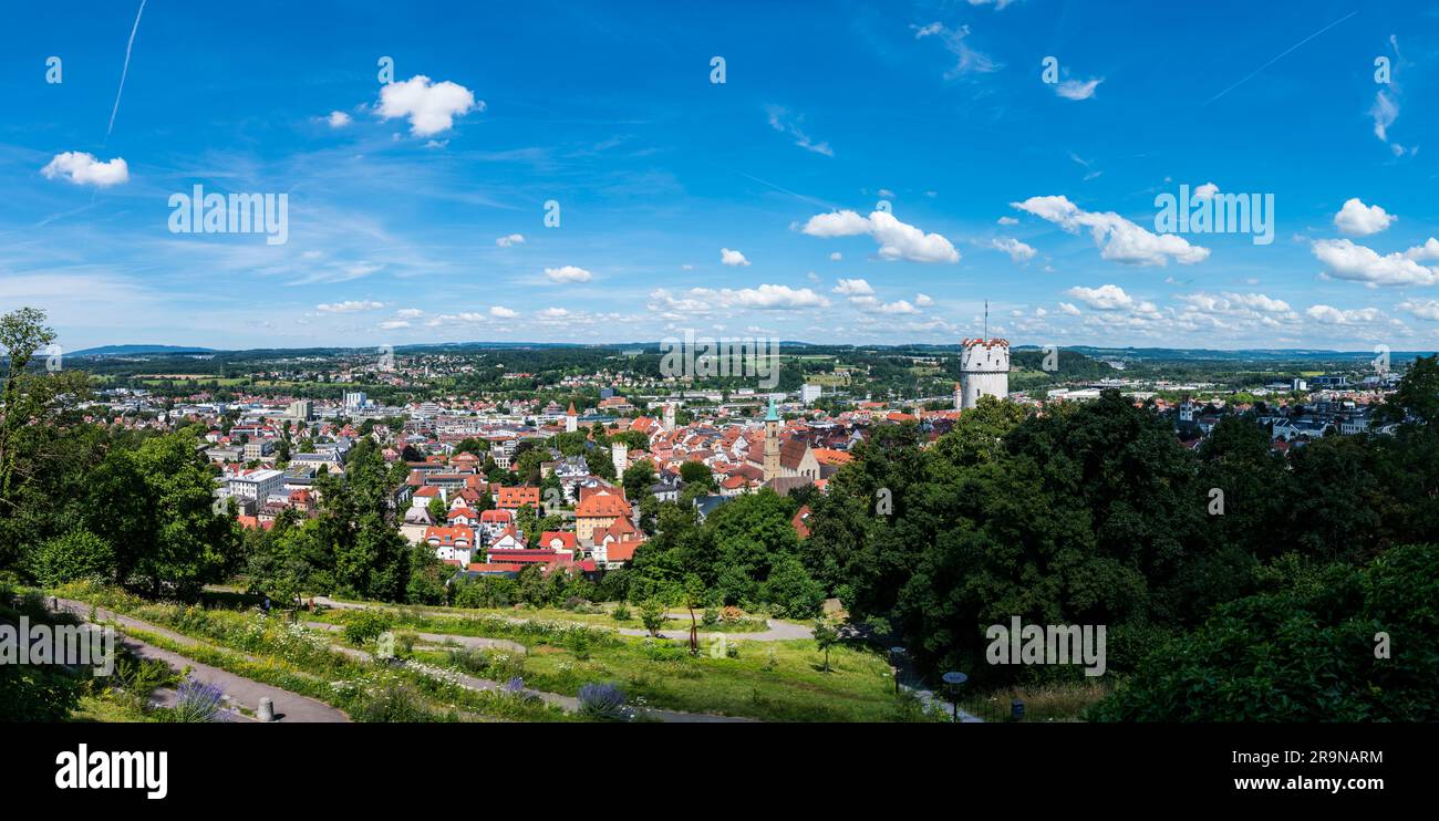 Germany, XXL Panorama view above old town of ravensburg city skyline of ...