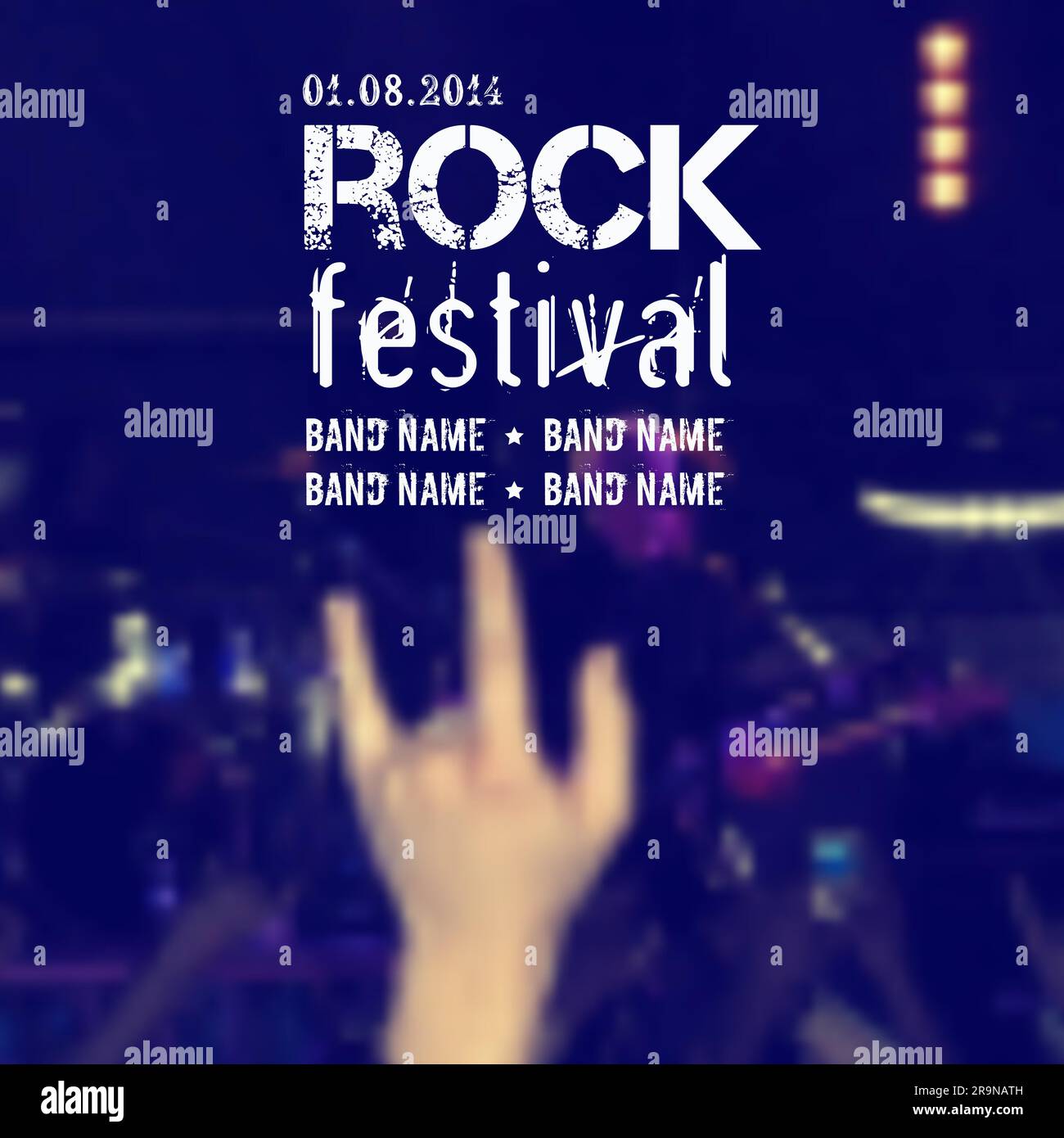 Vector blurred background with rock stage and crowd. Rock concert ...