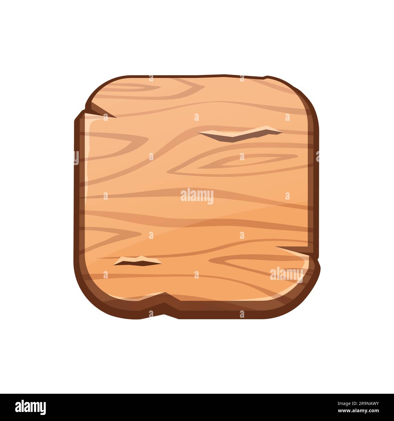 Vector cartoon square wooden button for game assets, ui development ...