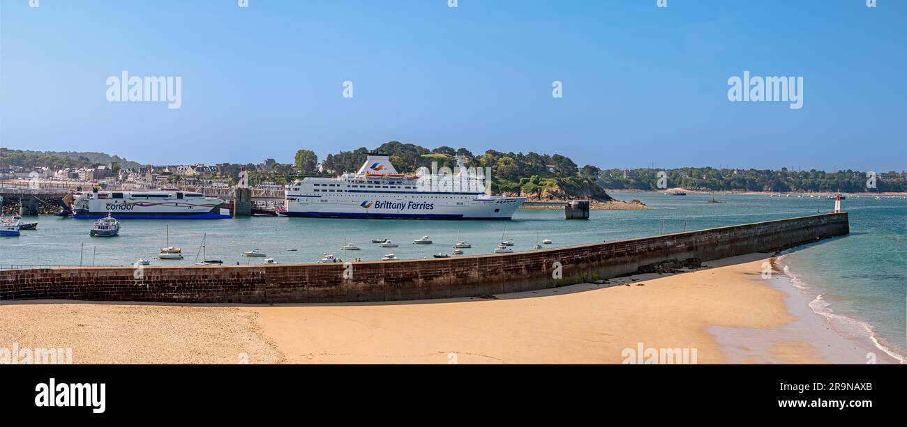 ferry ships in the harbour of Saint Malo in Brittany, France Stock ...