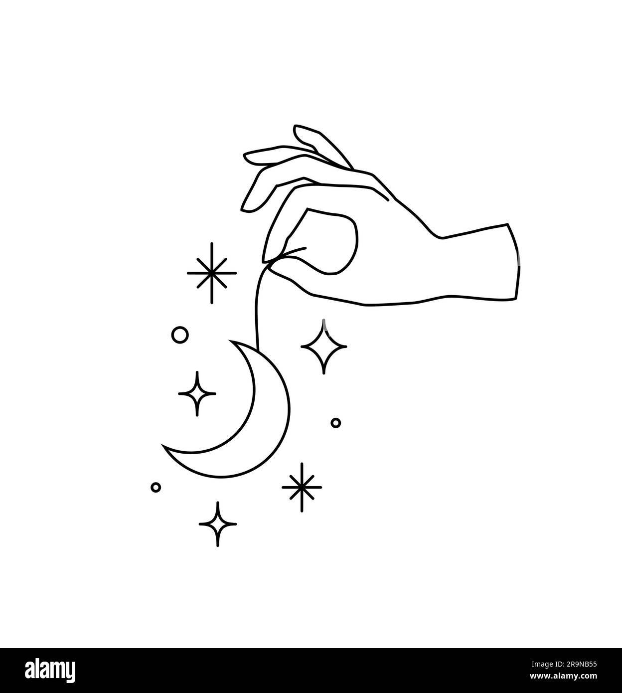 Vector female hand logo, icon in minimal linear style. Emblem design ...