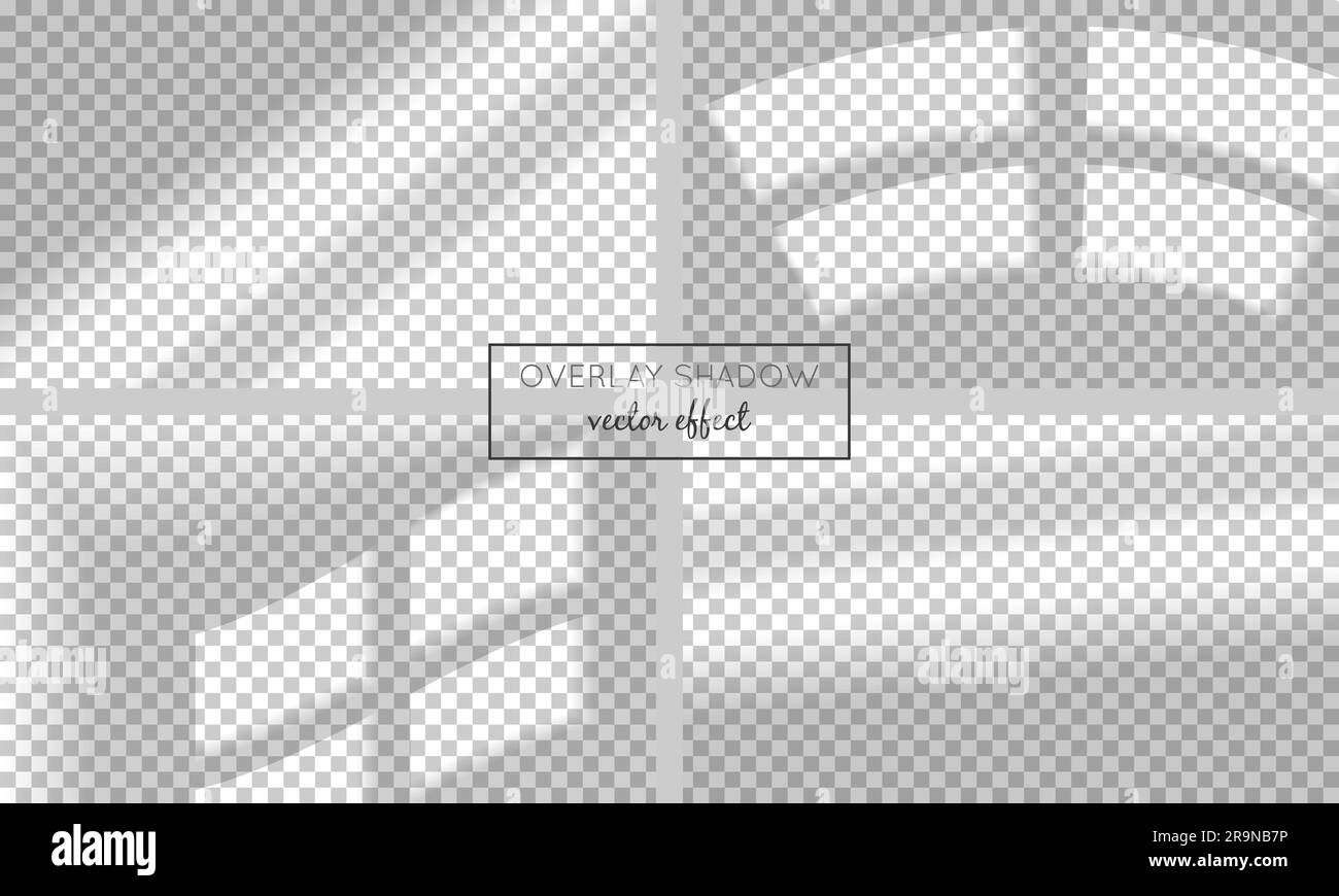 Vector set with shadow overlays on transparent background. Window frame ...