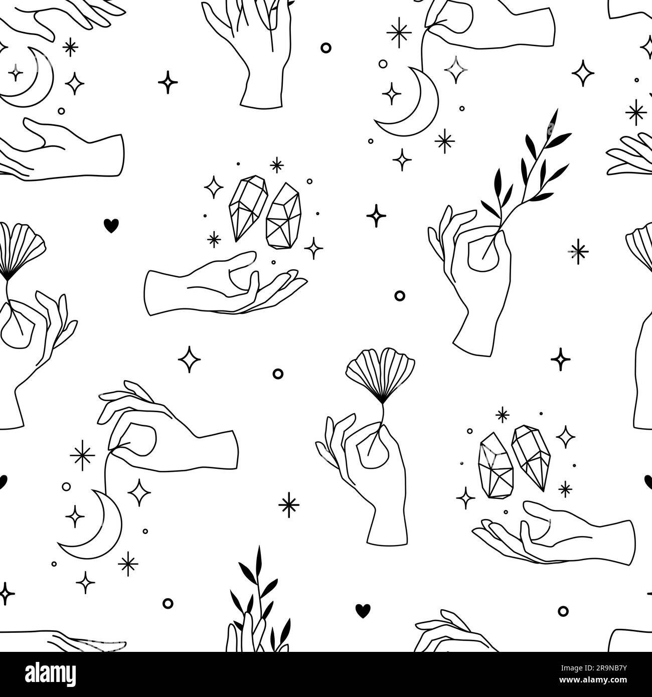 Female hands palm leaf Black and White Stock Photos & Images - Alamy