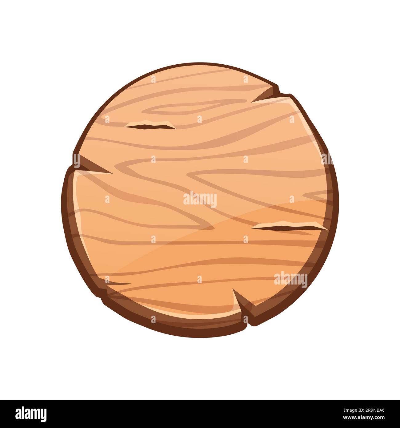 Vector cartoon round wooden button for game assets, ui development. GUI ...