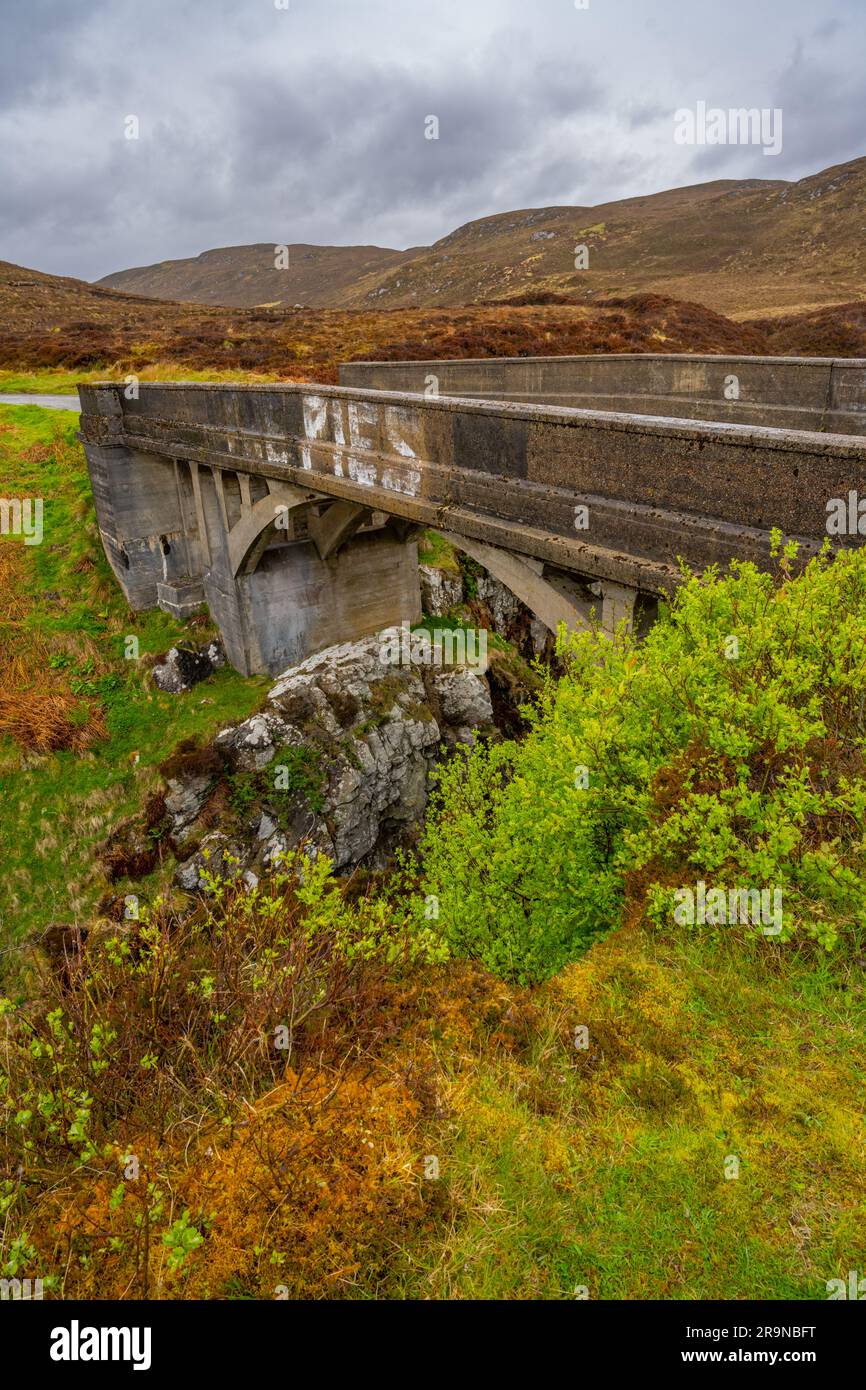 The Garry Bridge, known as the bridge to nowhere on The Isle of Lewis ...