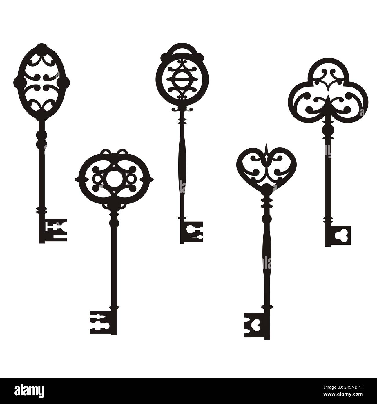 Vector set of cute vintage keys Stock Vector Image & Art - Alamy
