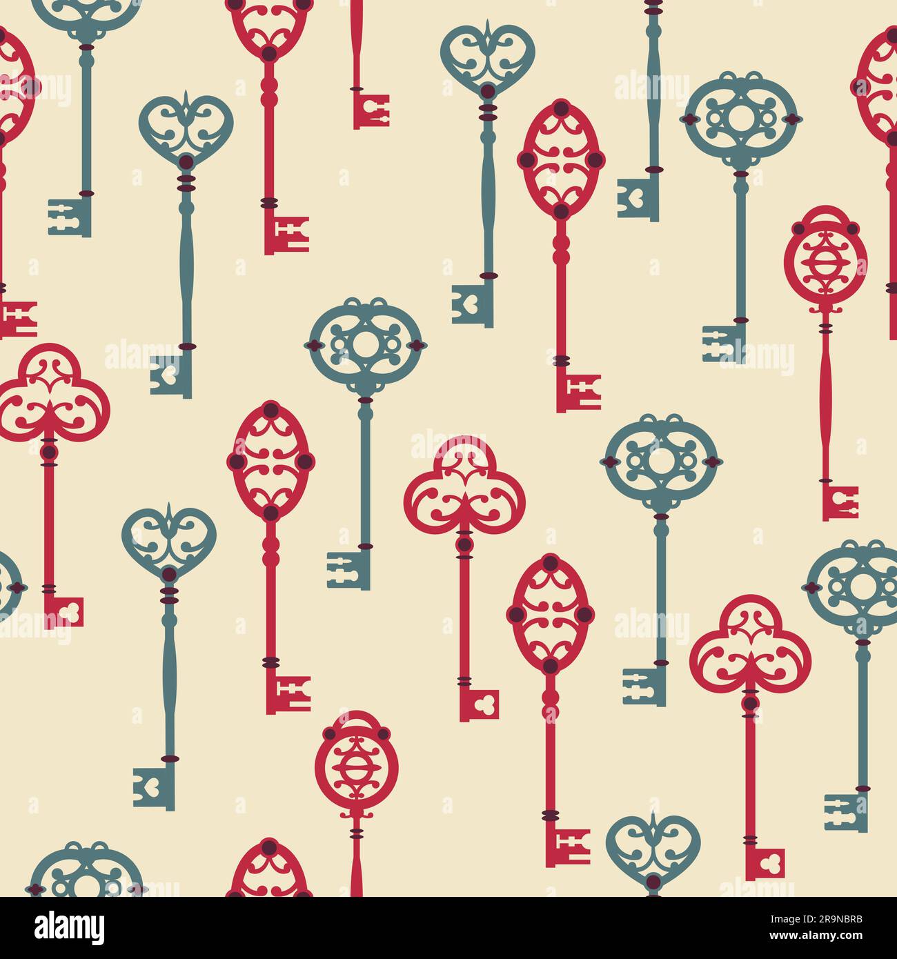 Vector seamless pattern with cute vintage keys Stock Vector Image & Art ...