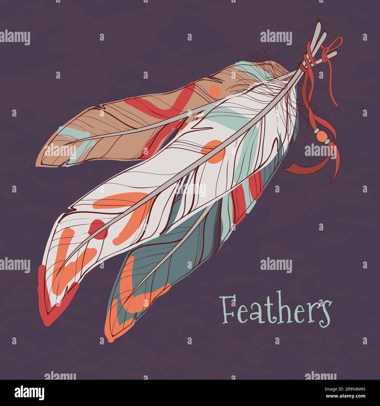 Vector illustration of ethnic decorative feathers Stock Vector Image ...