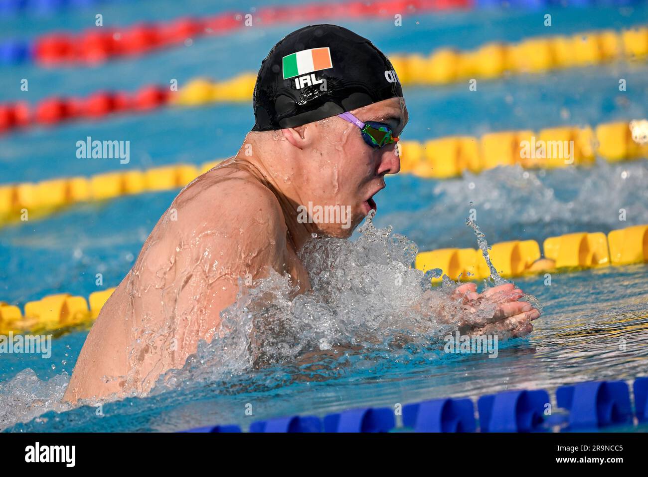 Darragh Greene of Ireland competes in the B Final of 100m Breaststroke ...