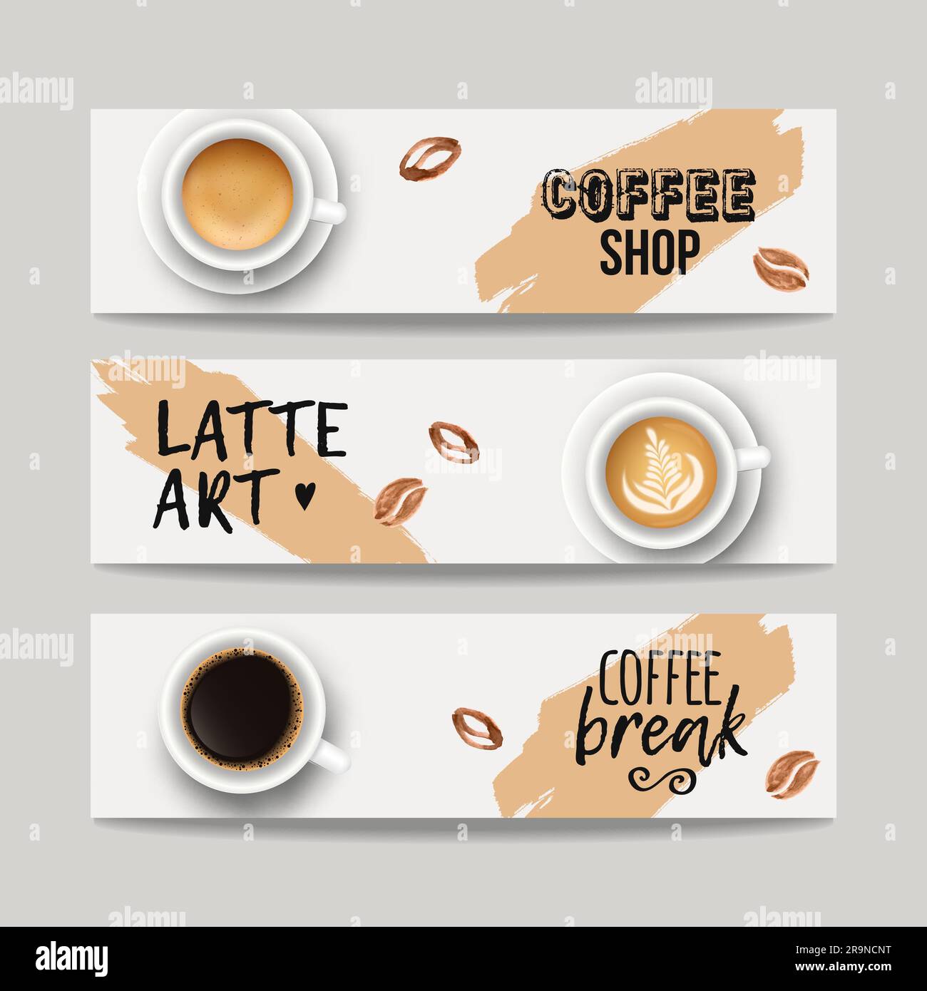 Vector set of modern banners with coffee backgrounds. Trendy templates ...