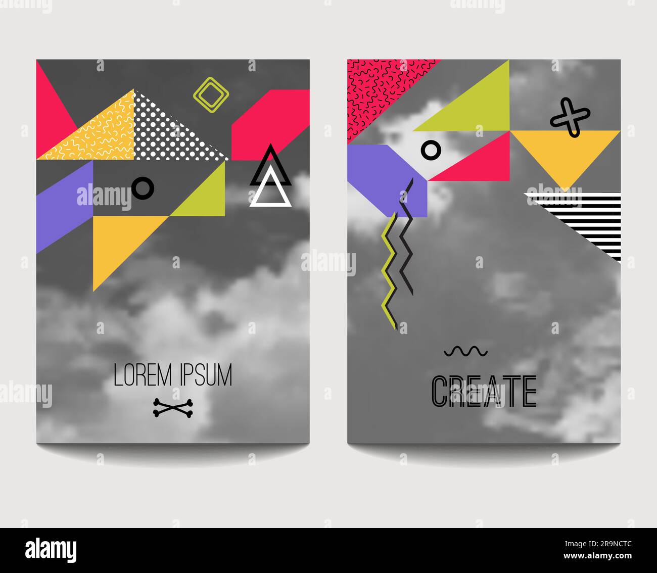 Vector trendy brochure templates with chaotic geometric elements with ...