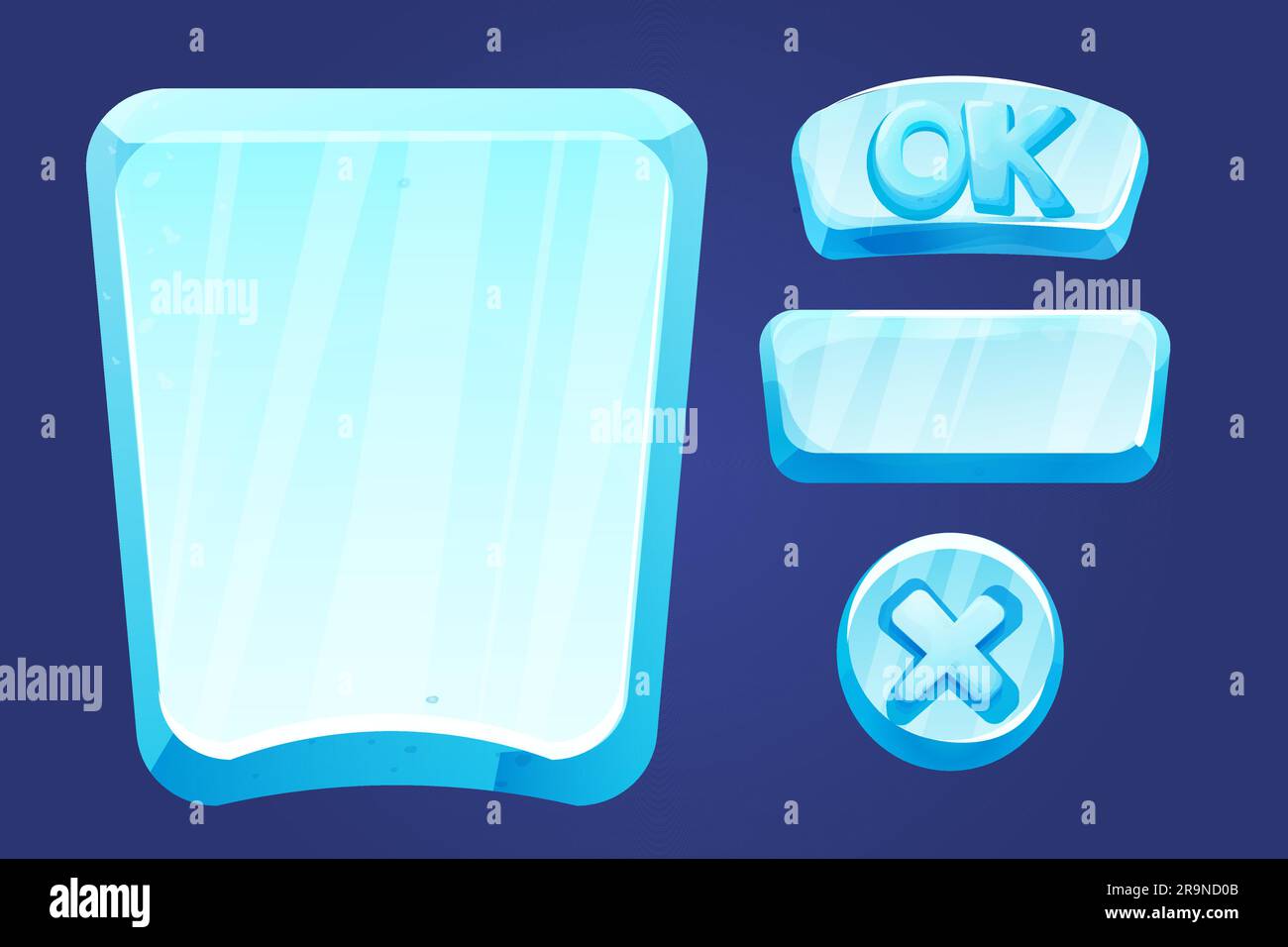 Set frozen ice frames, panels for game menu arows, buttons, ok sign in ...