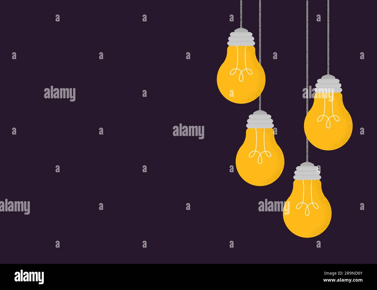Vector illustration with hanging light bulbs. Background in cartoon ...